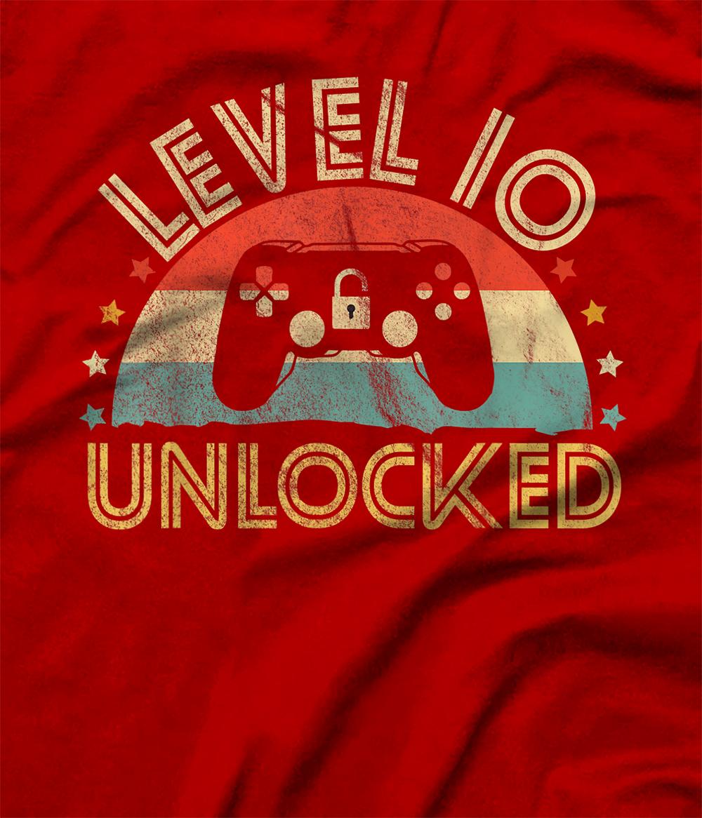 Personalized Level 10 Unlocked 10th Birthday 10 Years Old Video Game T ...