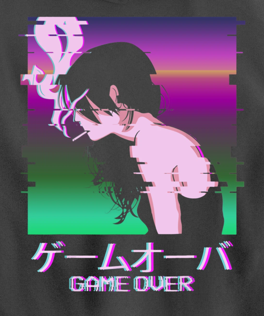 Personalized Japanese Vaporwave Sad Anime Girl Game Over Indie
